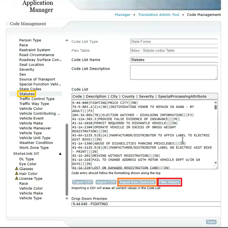 Missing Municipal Statutes in Mobile Citation Application