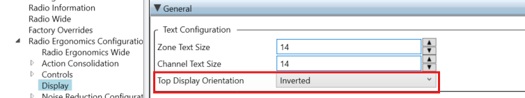 How to change the orientation of the top display on APX NEXT