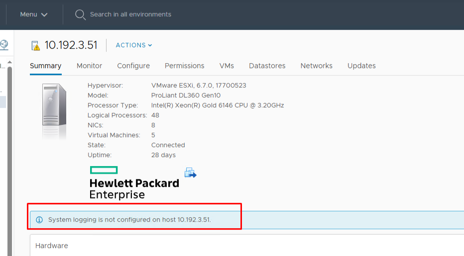P1INF: "System Logging is Not Configured" Error on ESXI Hosts