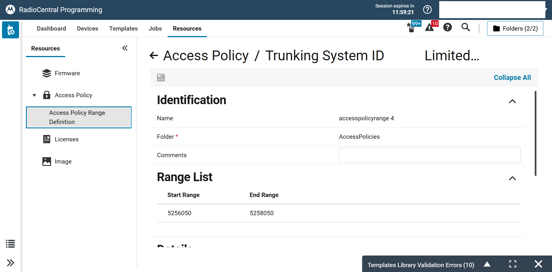 RadioCentral Templates Library Validation Error: The Radio ID field is ...
