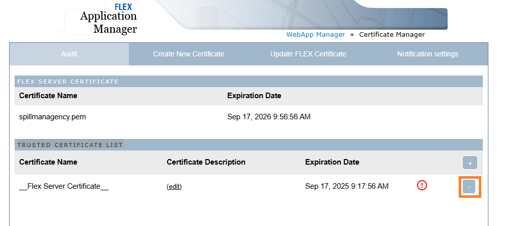 Certificate Expiration Warning Resolution
