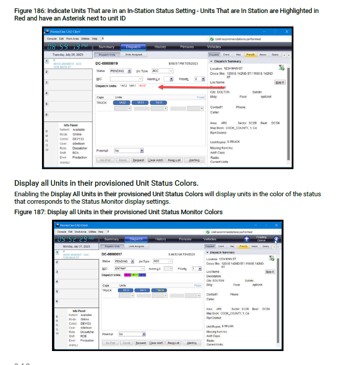 P1CAD: Unit Status Indicator on Incident Dispatch Screen not displaying ...