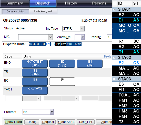 P1CAD: Unit Status Indicator on Incident Dispatch Screen not displaying ...