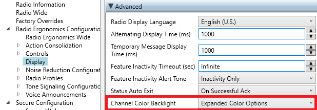 How to set up channel color backlight within APX CPS
