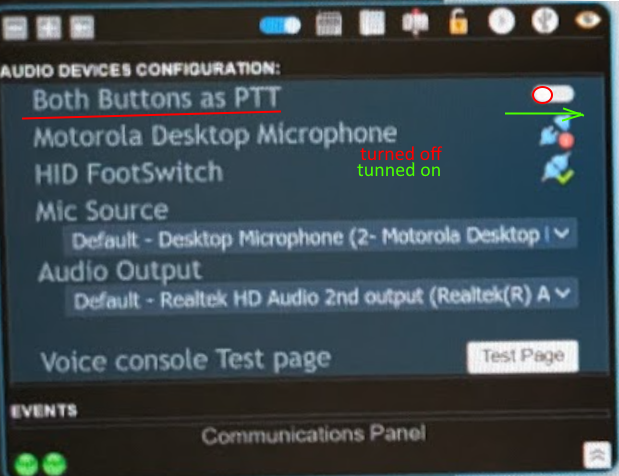 DCX9000 Console PTT Mic button activation or switching