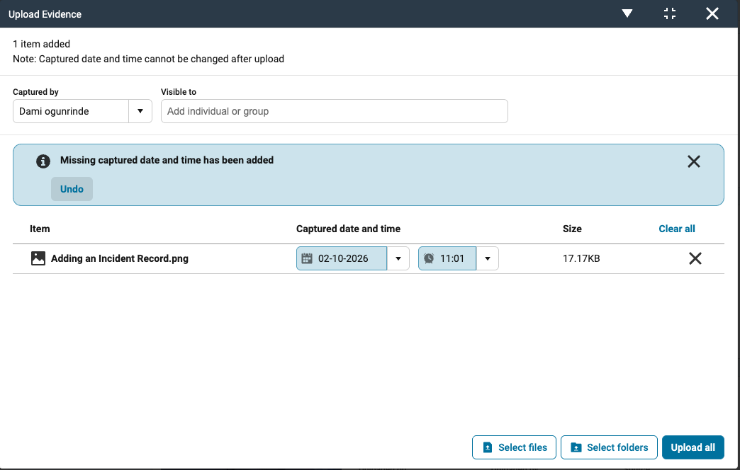 CC DEMS: How to Manually Upload Evidence Files